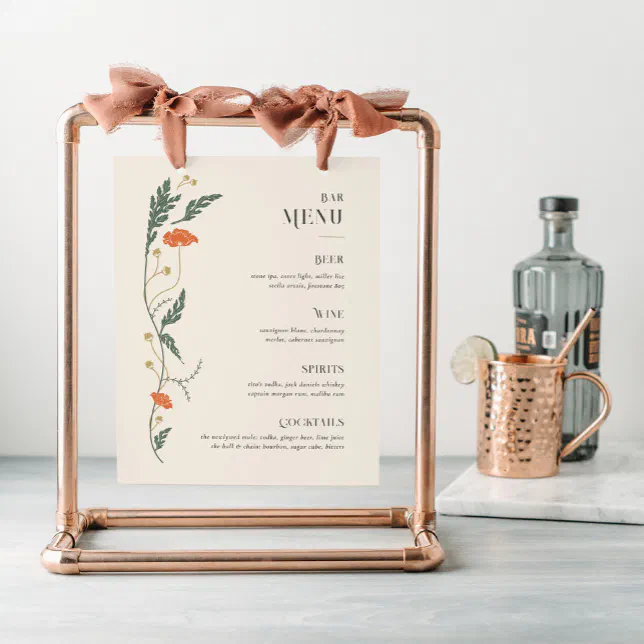 Vintage Art Nouveau Bar Menu Sign | Zazzle