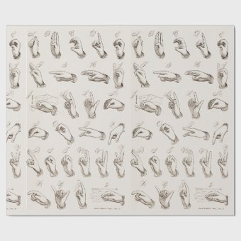 Vintage ASL Sign Language Christmas Gift Wrapping Paper | Zazzle