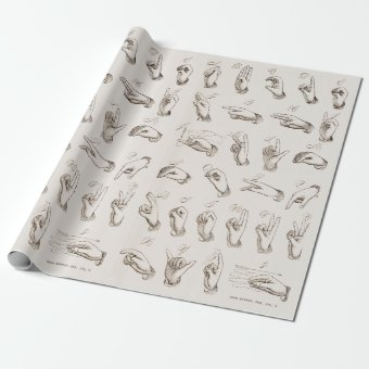 Vintage ASL Sign Language Christmas Gift Wrapping Paper | Zazzle