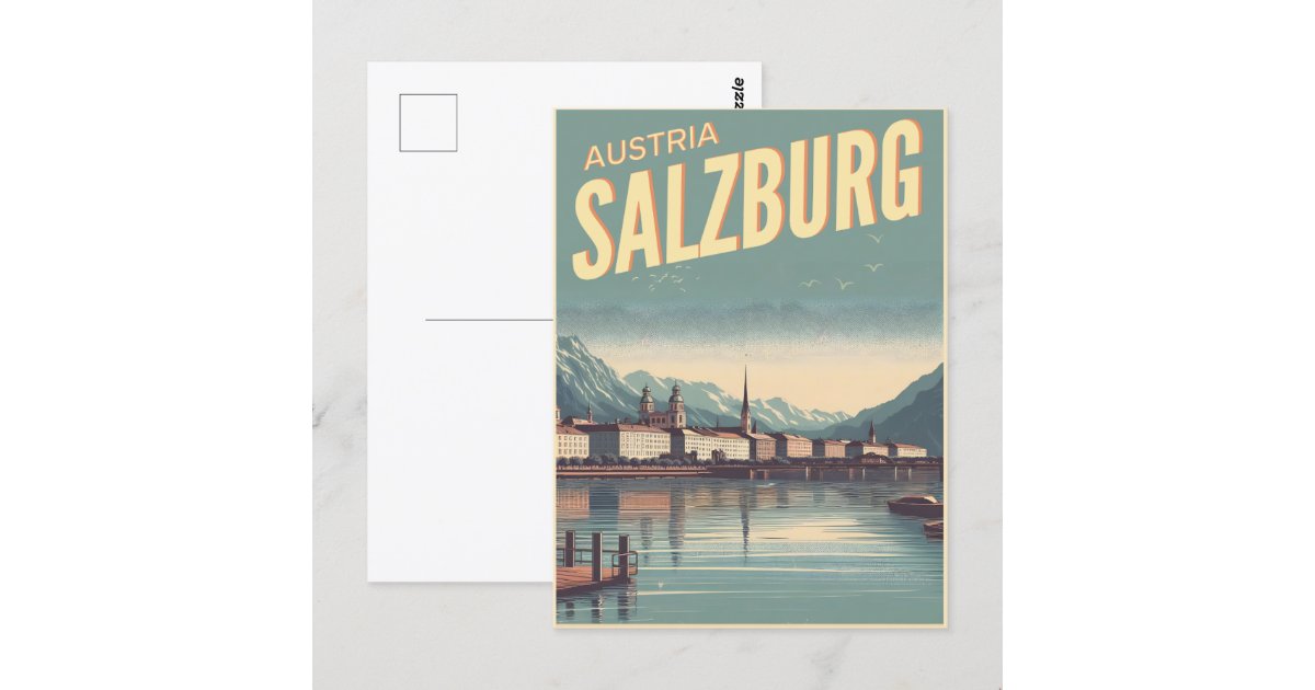 Vintage Austria capital salzburg skyline Postcard | Zazzle