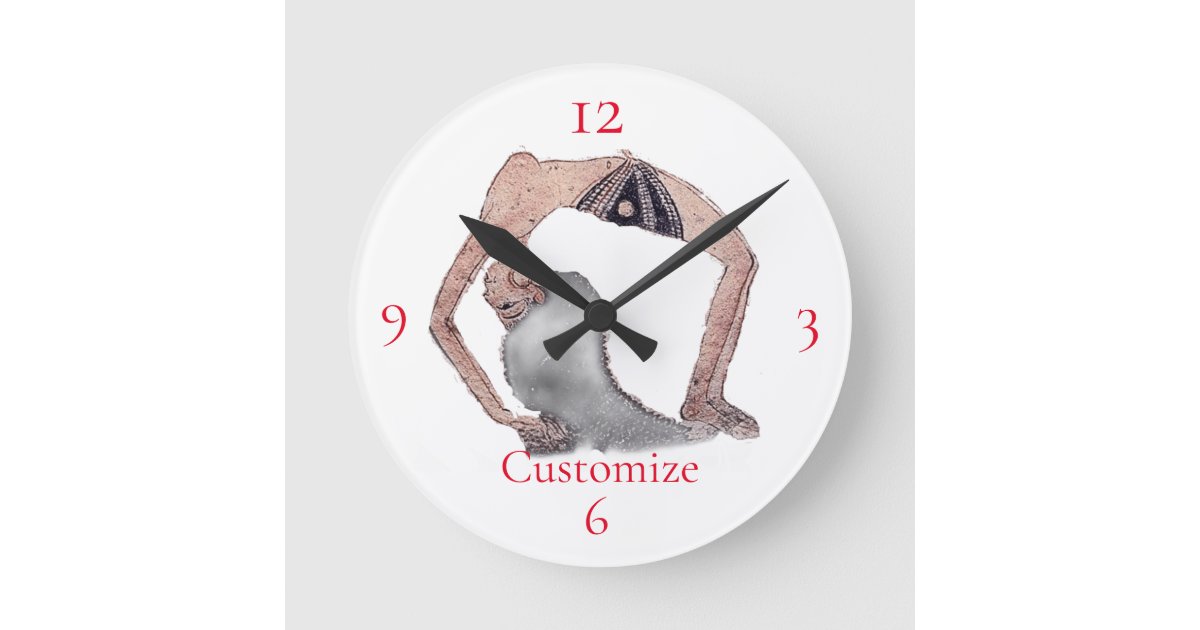 Vintage Backbend Yoga Pose Thunder_Cove Round Clock | Zazzle