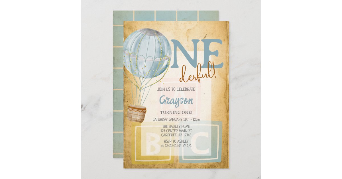 Vintage Balloon 1st Birthday Invitation Zazzle