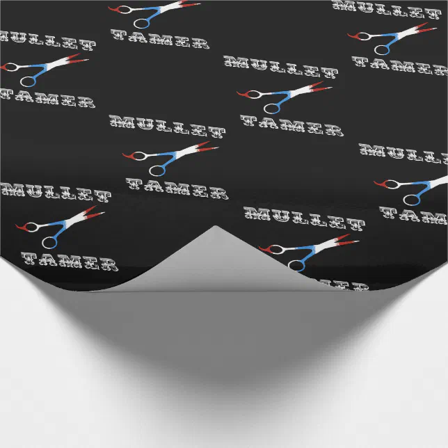 vintage barber funny mullet tamer wrapping paper | Zazzle