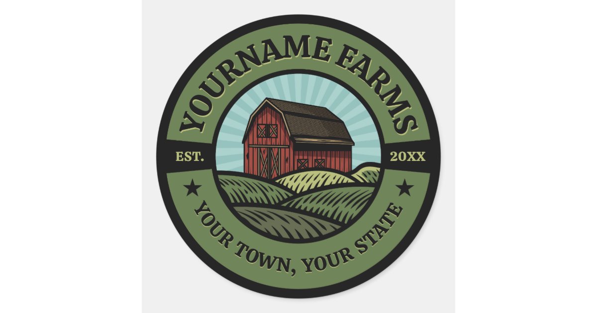 Vintage Barn ADD NAME Country Farm Crops Farmer Classic Round Sticker ...