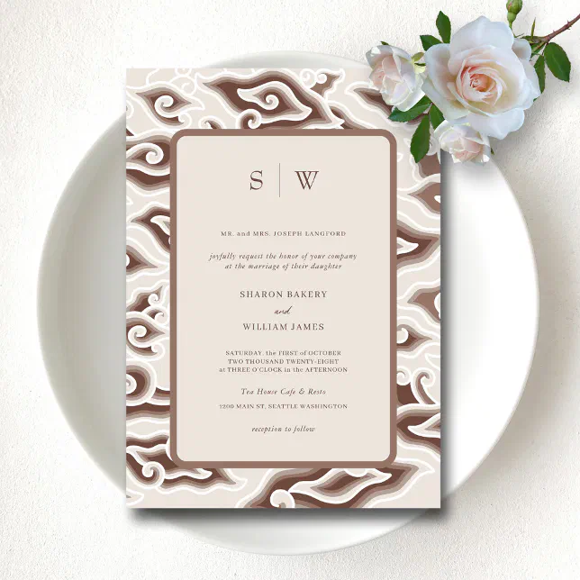 Vintage Batik Wedding: Timeless Elegance Invitation | Zazzle