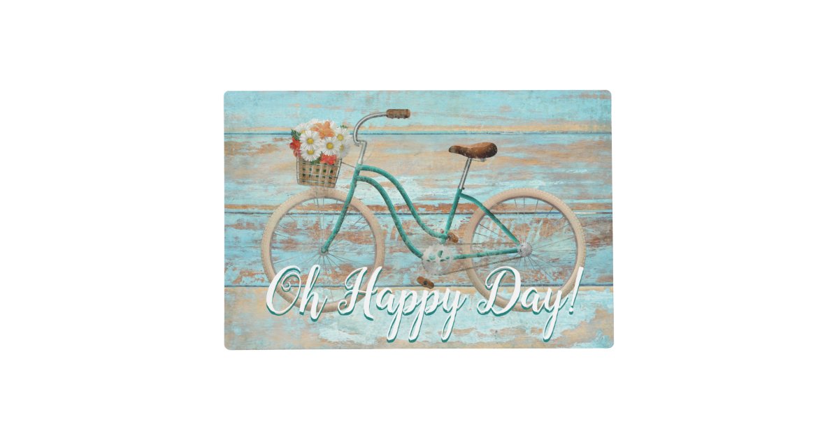 Vintage Beach Cruiser Bicycle Oh Happy Day Bike Laminated Place Mat ...