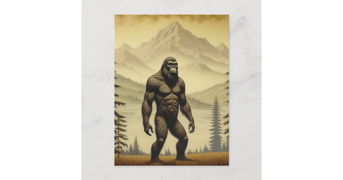 Vintage Bigfoot in the Mountains and Pines Postcard | Zazzle