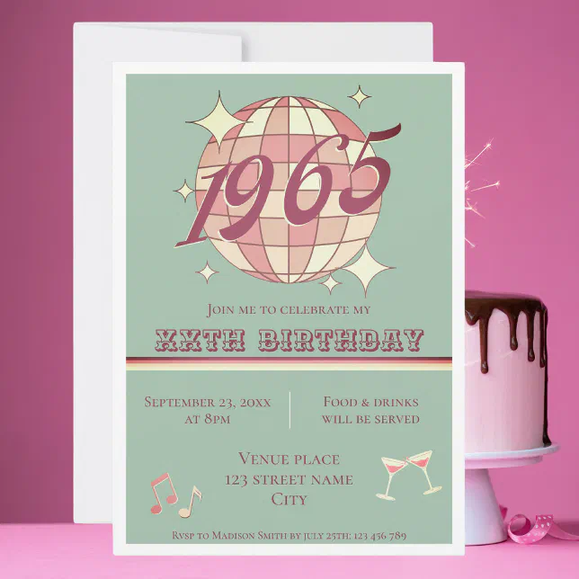 Vintage birthday party Invitation born in 1965 | Zazzle