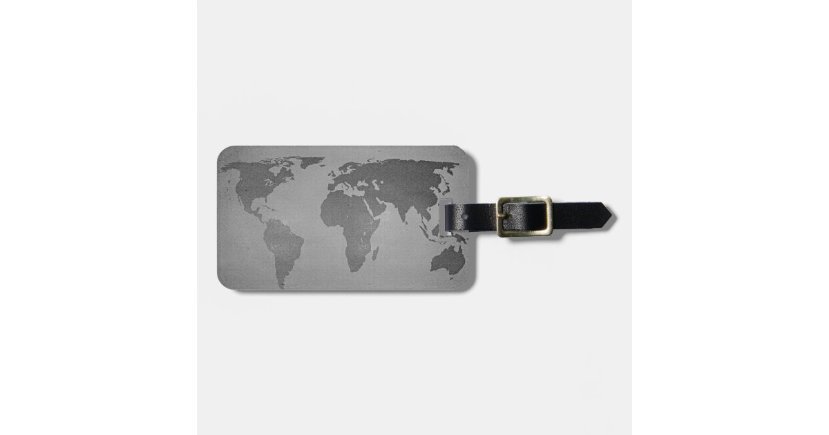 Vintage black and white world map luggage tag | Zazzle