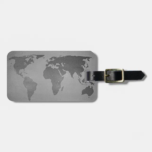 Vintage black and white world map luggage tag | Zazzle