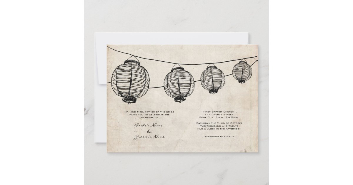 Vintage Black Lanterns Wedding Invitation | Zazzle