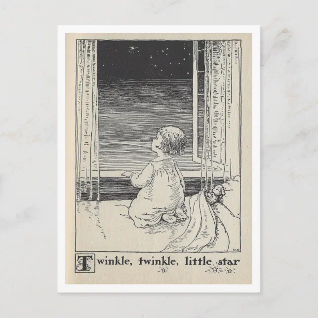 Vintage Book Illustration Twinkle Star Postcard | Zazzle
