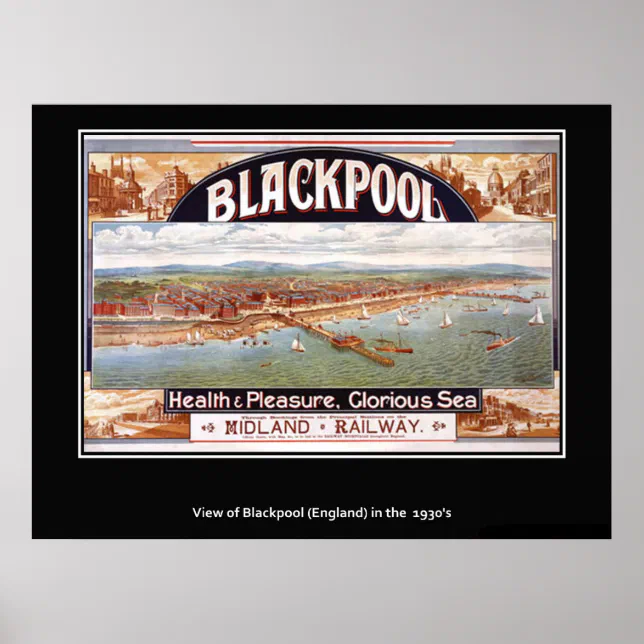 Vintage British Poster Blackpool print | Zazzle