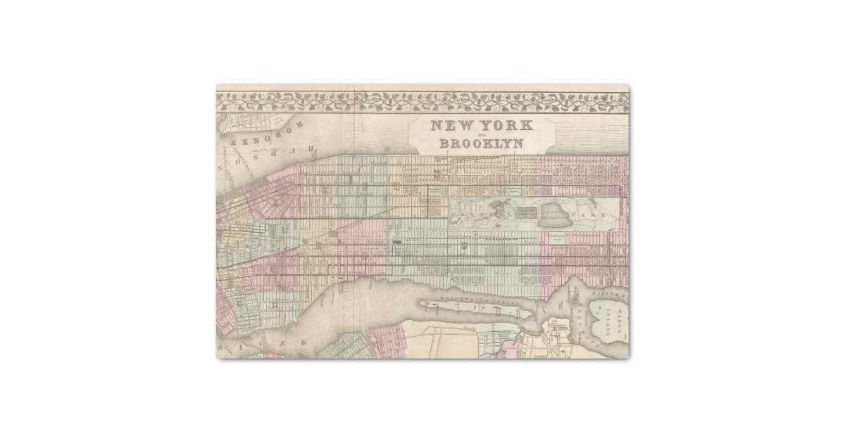 Vintage Brooklyn Map Tissue Paper | Zazzle