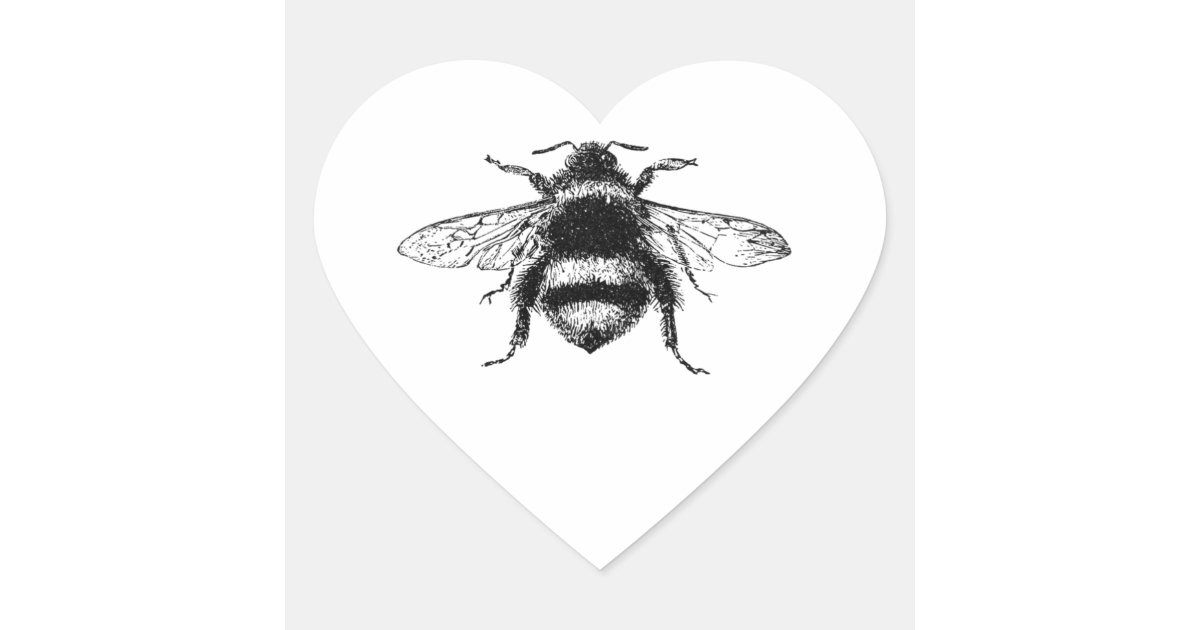 Vintage BumbleBee Heart Sticker | Zazzle