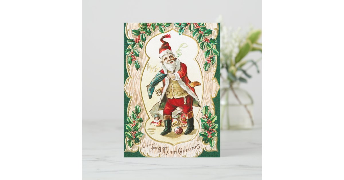 Vintage Busy Santa Claus Invitation | Zazzle