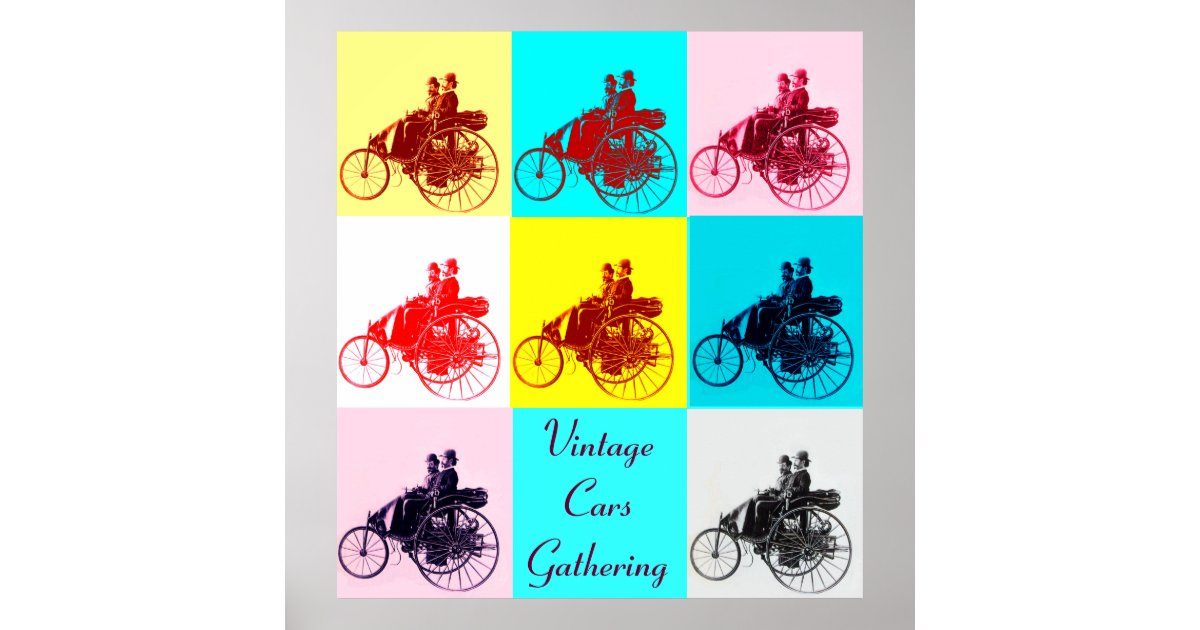 ViNTAGE CARS GATHERING POP ART Poster | Zazzle