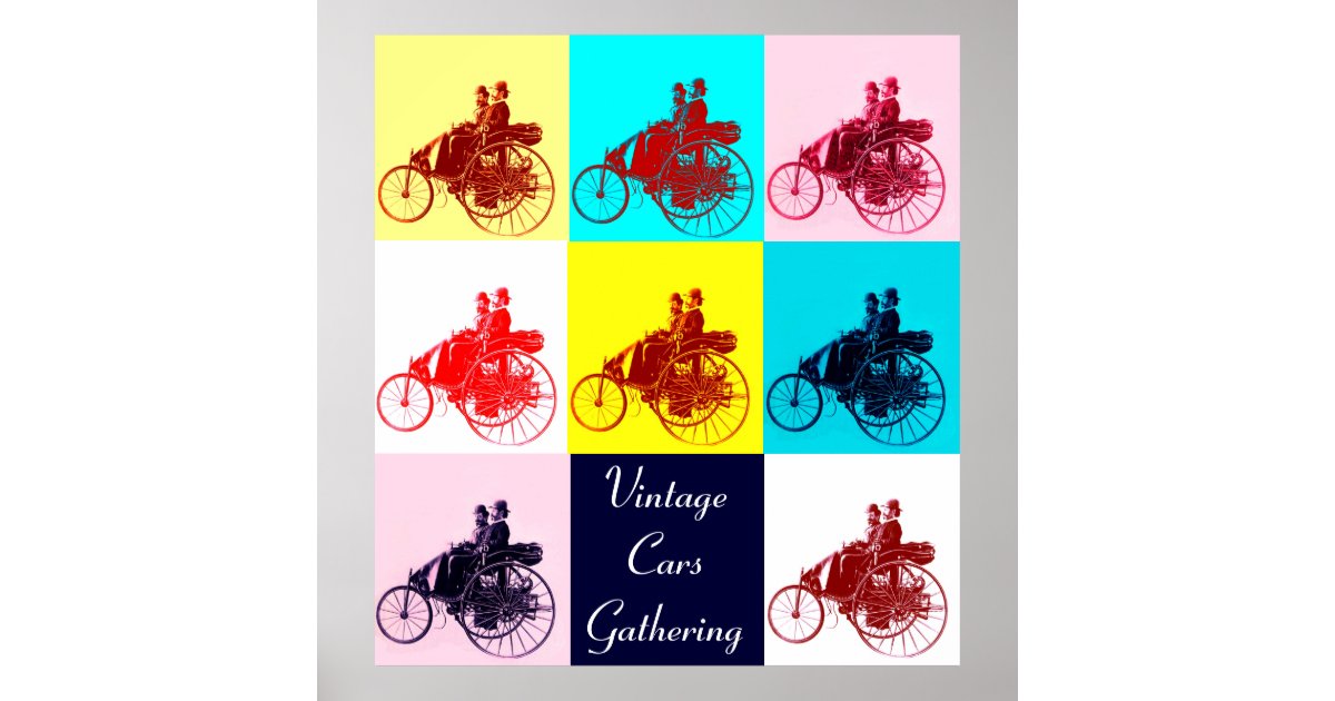 ViNTAGE CARS GATHERING POP ART Poster | Zazzle