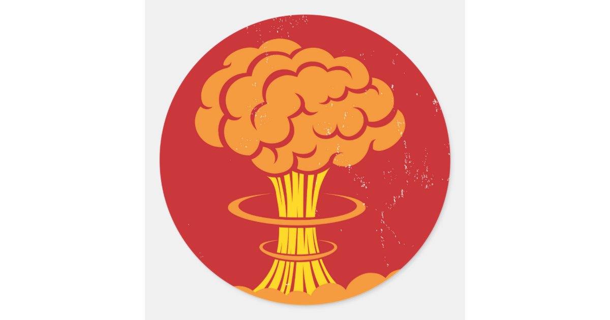Vintage Cartoon Mushroom Cloud Classic Round Sticker | Zazzle