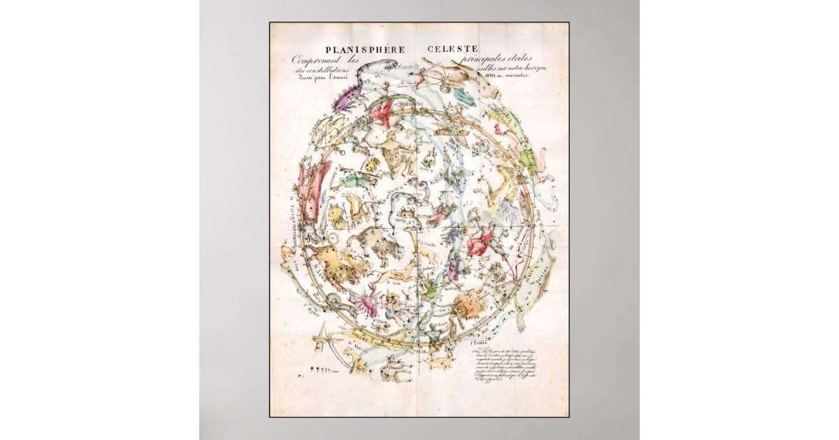 Vintage Celestial Map Poster | Zazzle