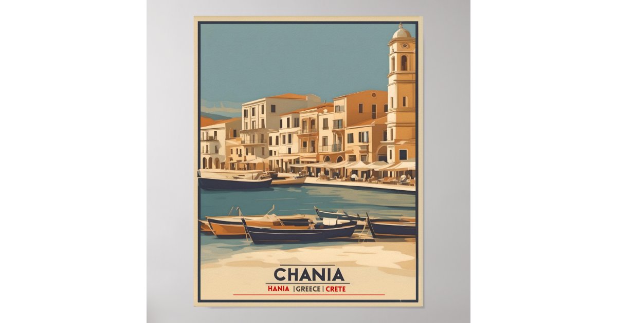 Vintage Chania City Souvenirs crete greece trip Poster | Zazzle