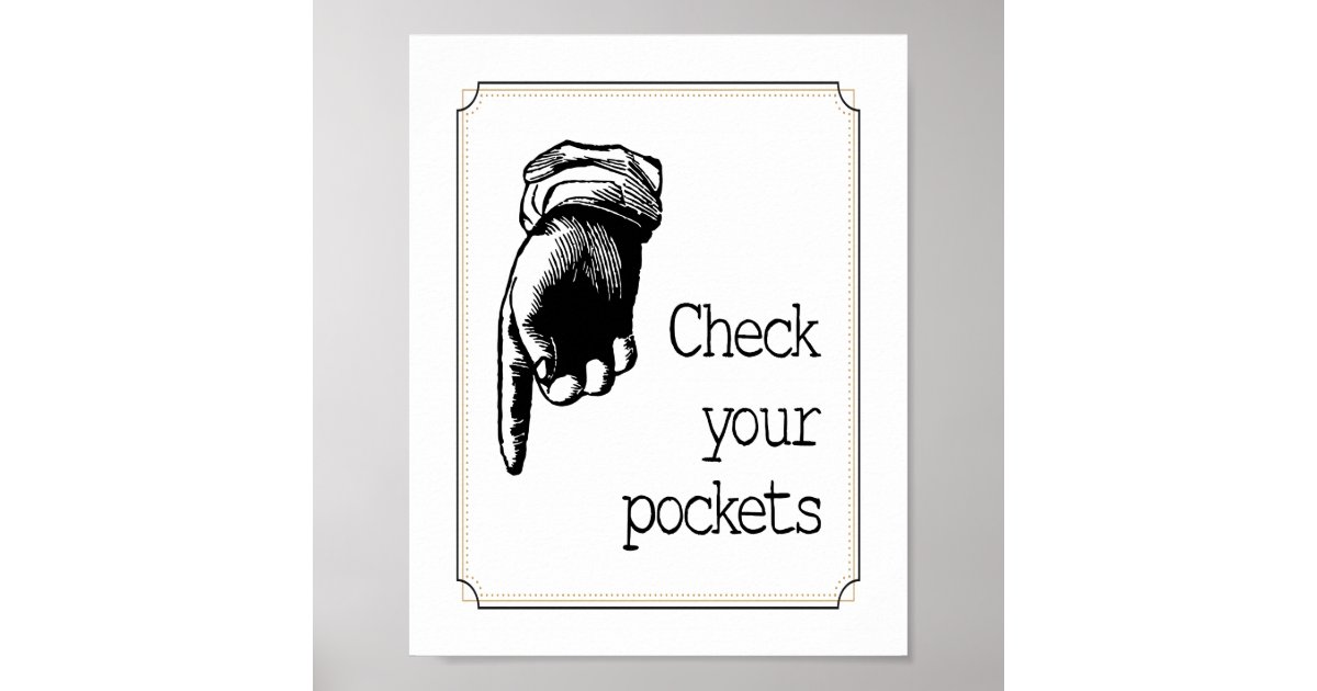 Vintage Check Your Pockets Reminder Laundry Room Poster | Zazzle