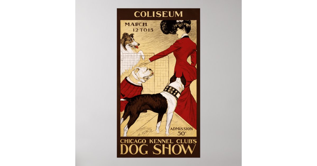 Vintage Chicago Dog Show Advertisement Poster | Zazzle