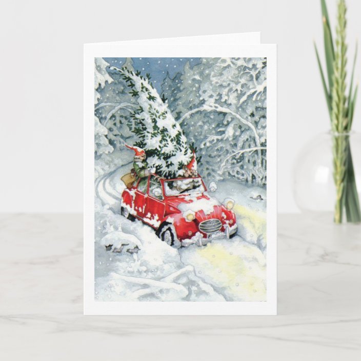 Vintage Christmas Car Holiday Card | Zazzle.co.uk