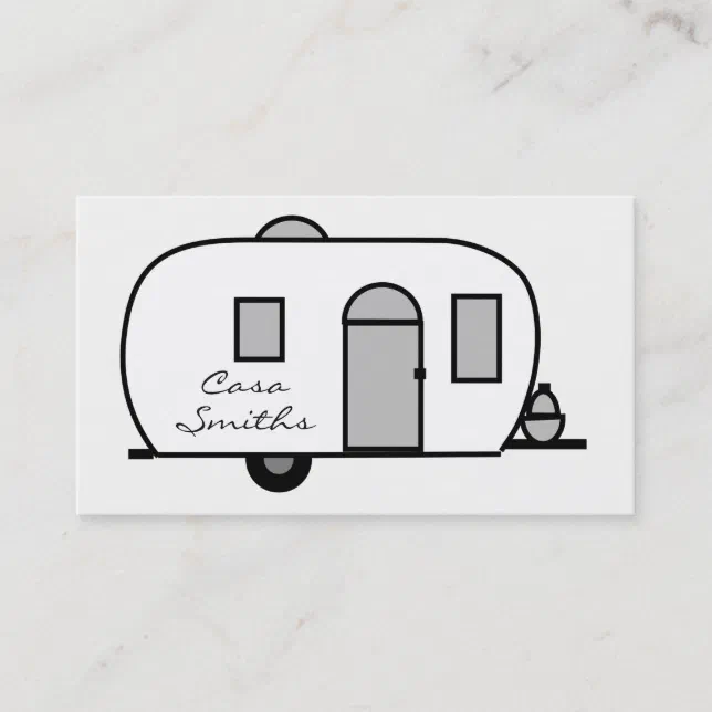 Vintage classic trailer rounded caravan business card | Zazzle