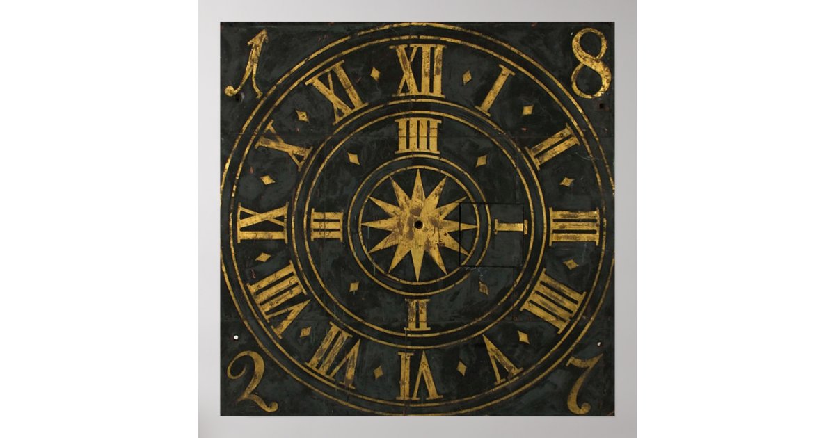 Vintage Clock Face Poster | Zazzle