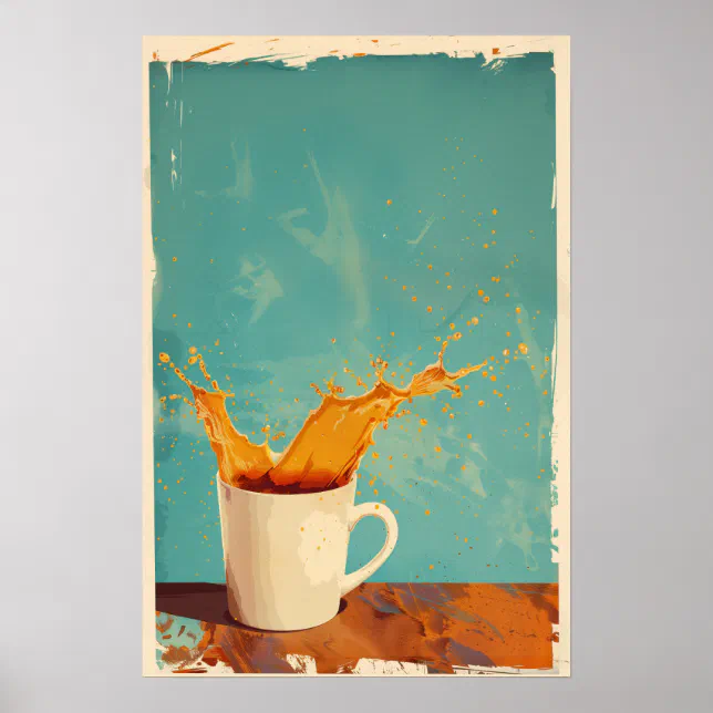 Vintage Coffee Splash Poster | Zazzle