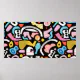 vintage colourful abstract shape illustration moti poster | Zazzle