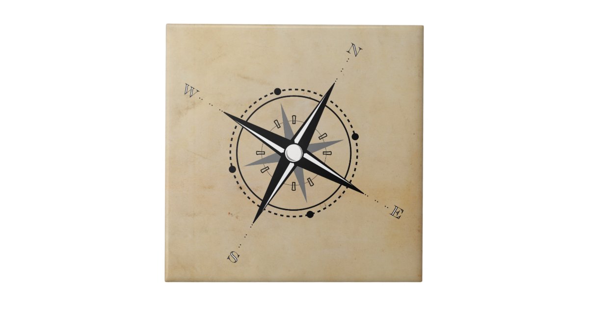 Vintage Compass Rose Adventure Exploration Tile | Zazzle