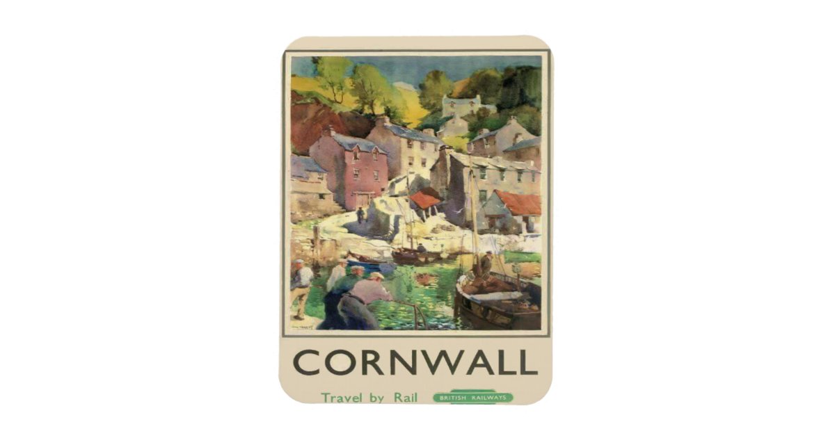 Vintage Cornwall Travel by Rail Fridge Magnet | Zazzle