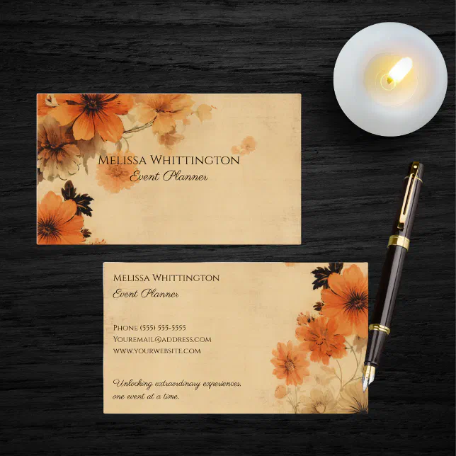 Vintage Country Floral Double Sided Business Card | Zazzle