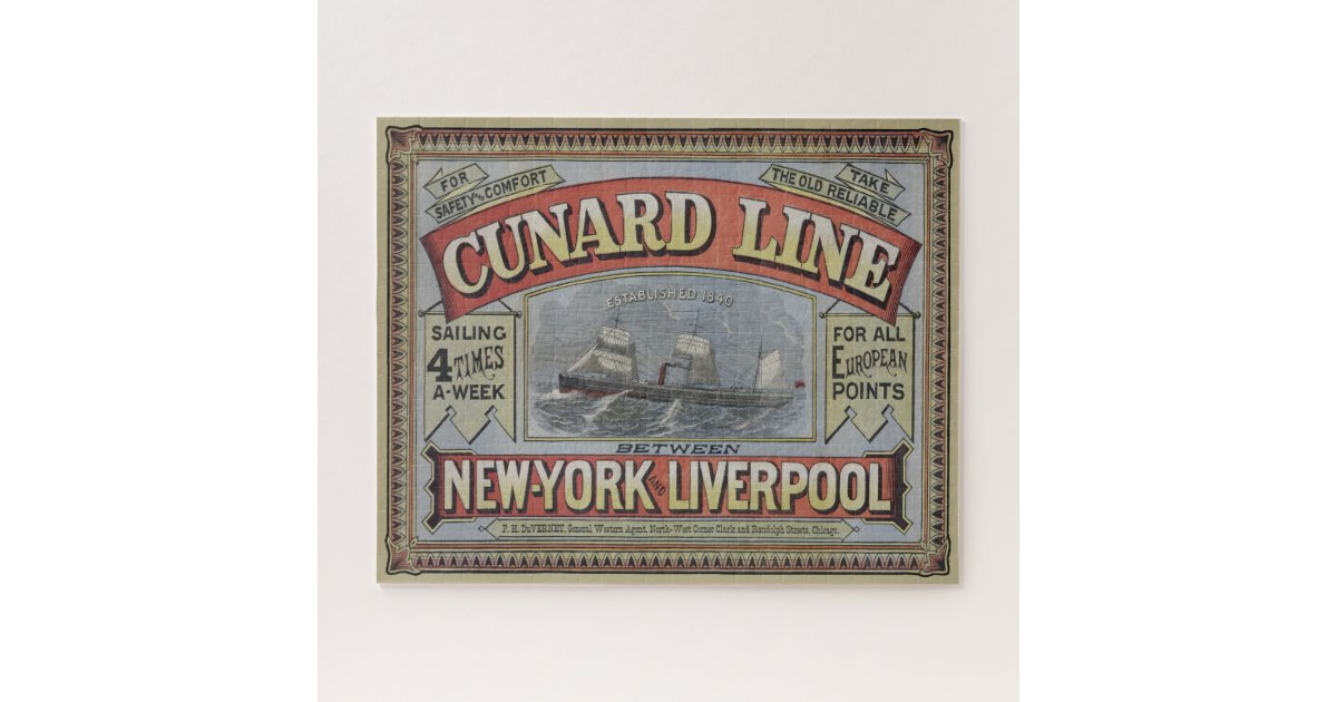 Vintage Cunard Line Shipping Company Ad Jigsaw Puzzle | Zazzle
