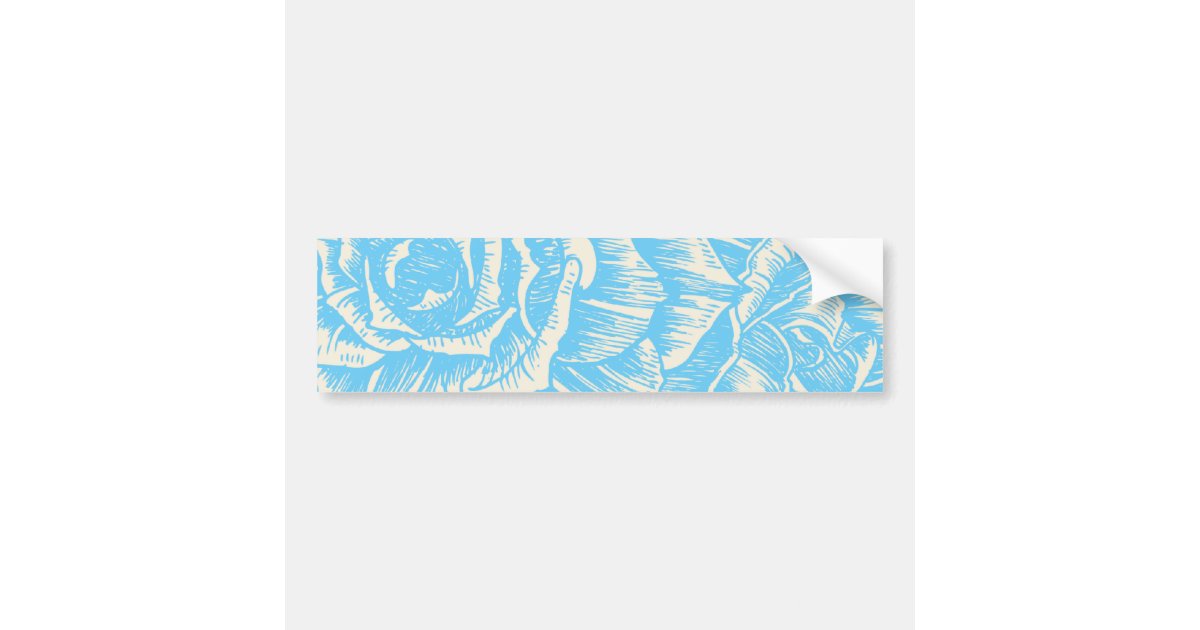 Vintage cyan blue roses floral bumper sticker | Zazzle