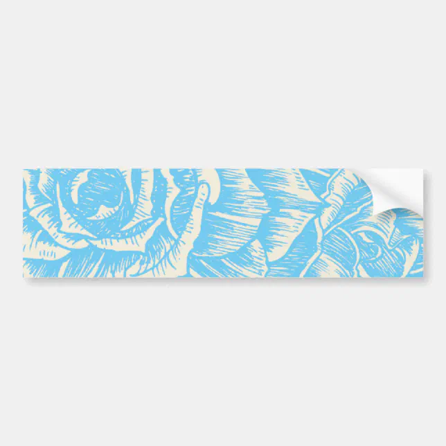 Vintage cyan blue roses floral bumper sticker | Zazzle