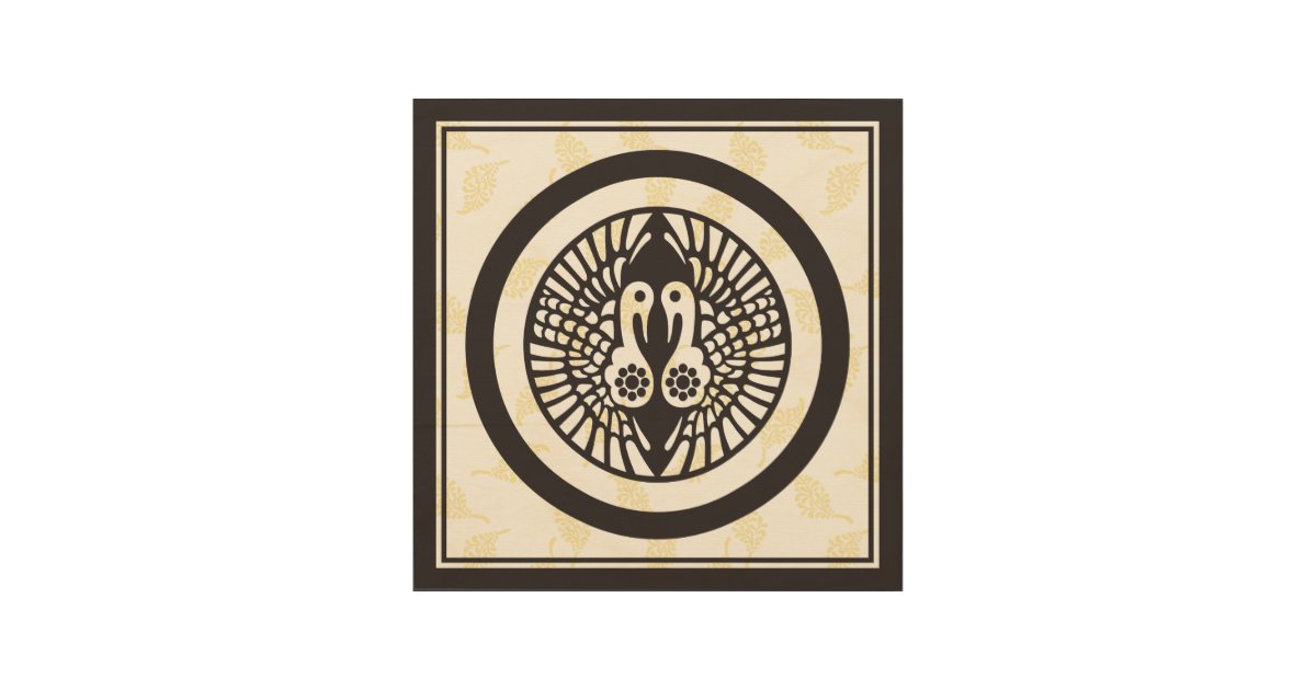 Vintage Dark Grey Ikko Ikki Japan Mon Oriental Wood Wall Art | Zazzle