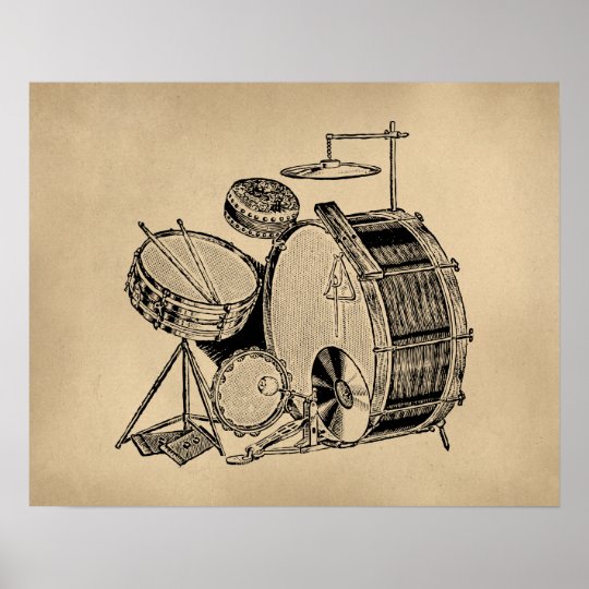 Vintage Drum Kit Drums Poster | Zazzle.co.uk