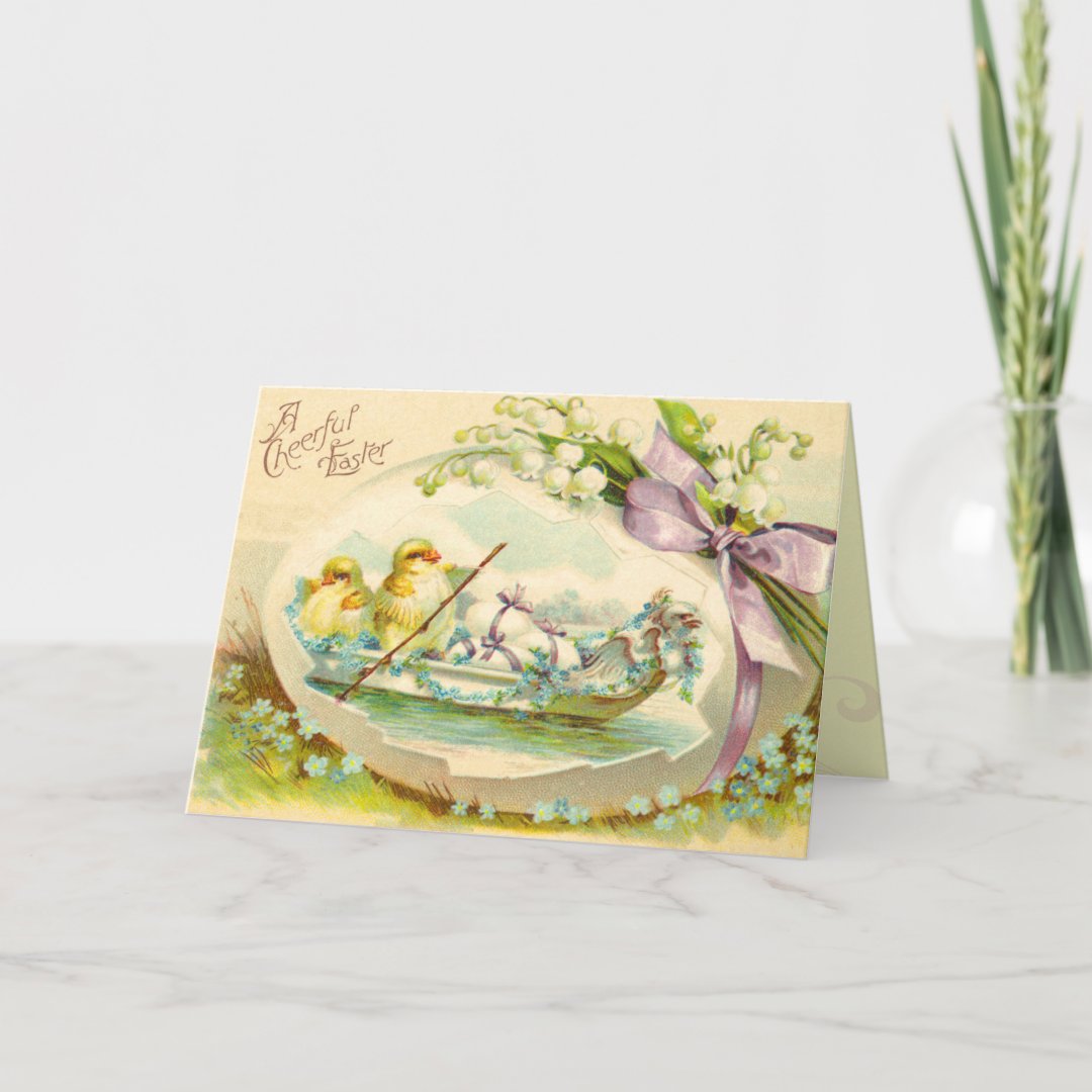 Vintage Easter Egg Chick Card | Zazzle