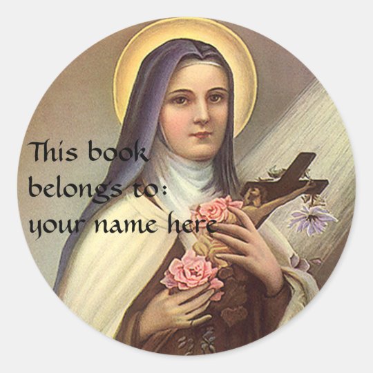 Vintage Easter, Nun w Cross, Religious Bookplate Classic Round Sticker ...