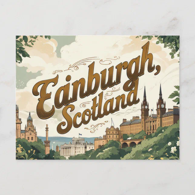 Vintage Edinburgh Charm Postcard | Zazzle