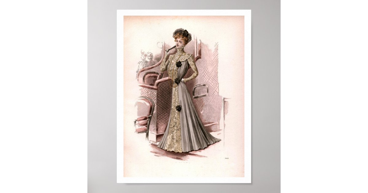 Vintage Edwardian Lady Fashion Illustration Poster | Zazzle