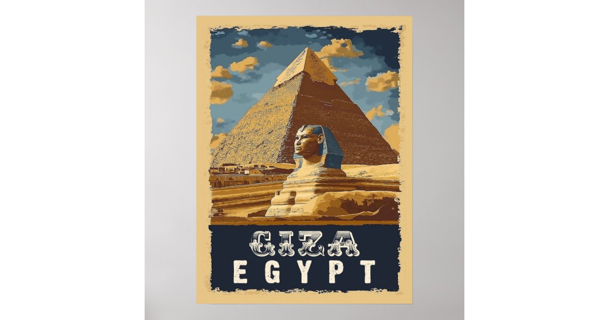 Vintage Egyptian : Great Pyramid of Giza Travel Poster | Zazzle