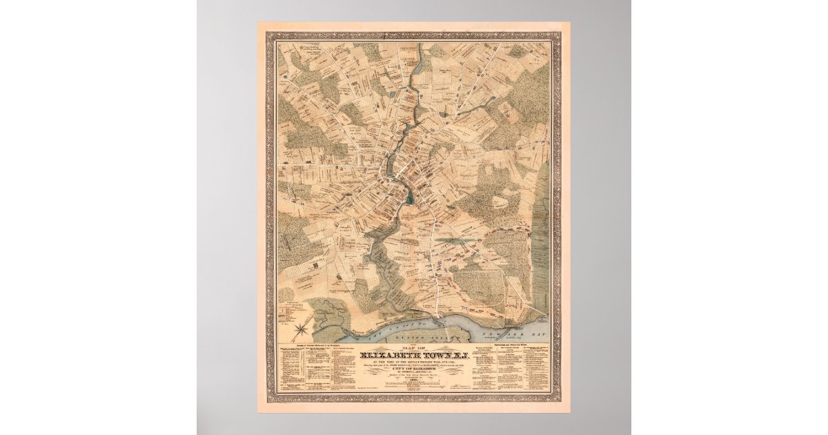Vintage Elizabeth NJ Map (1879) Poster | Zazzle