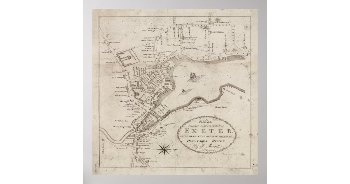 Vintage Exeter NH Map (1802) Poster | Zazzle