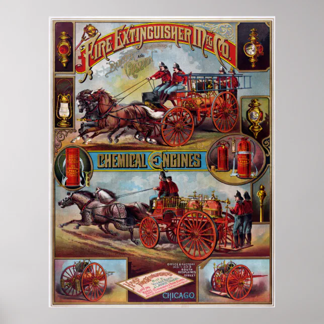 Vintage Fire Extinguisher Advertising Poster | Zazzle