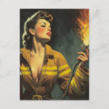 Vintage Firefighter Pin Up Postcard | Zazzle