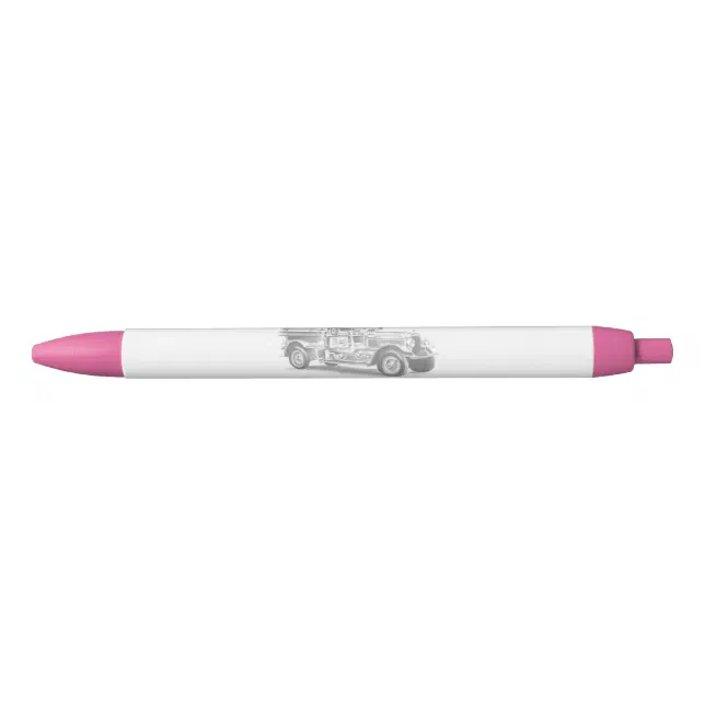 vintage firetruck pencil sketch fireman drawing black ink pen | Zazzle
